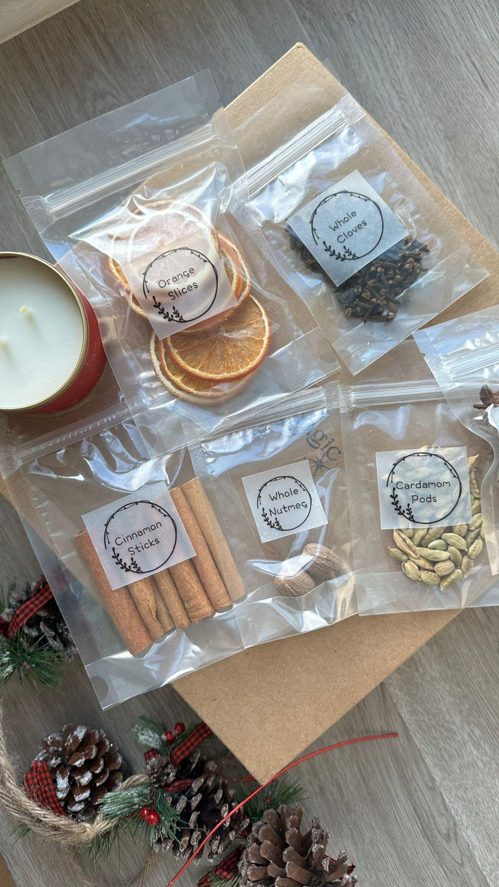 Holiday Mulled Wine Kit W/ Spices, Glass & Scented Candle | Christmas ...