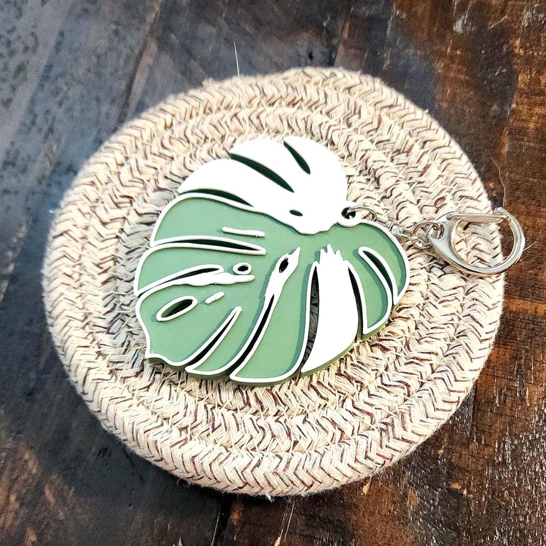 Monstera Albo Variegated Leaf 3D Printed Keychain - Etsy