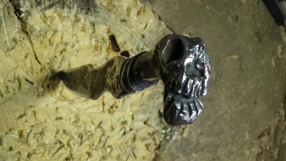 Hand Forged Railroad Spike Knife With Skull Pommel - Etsy