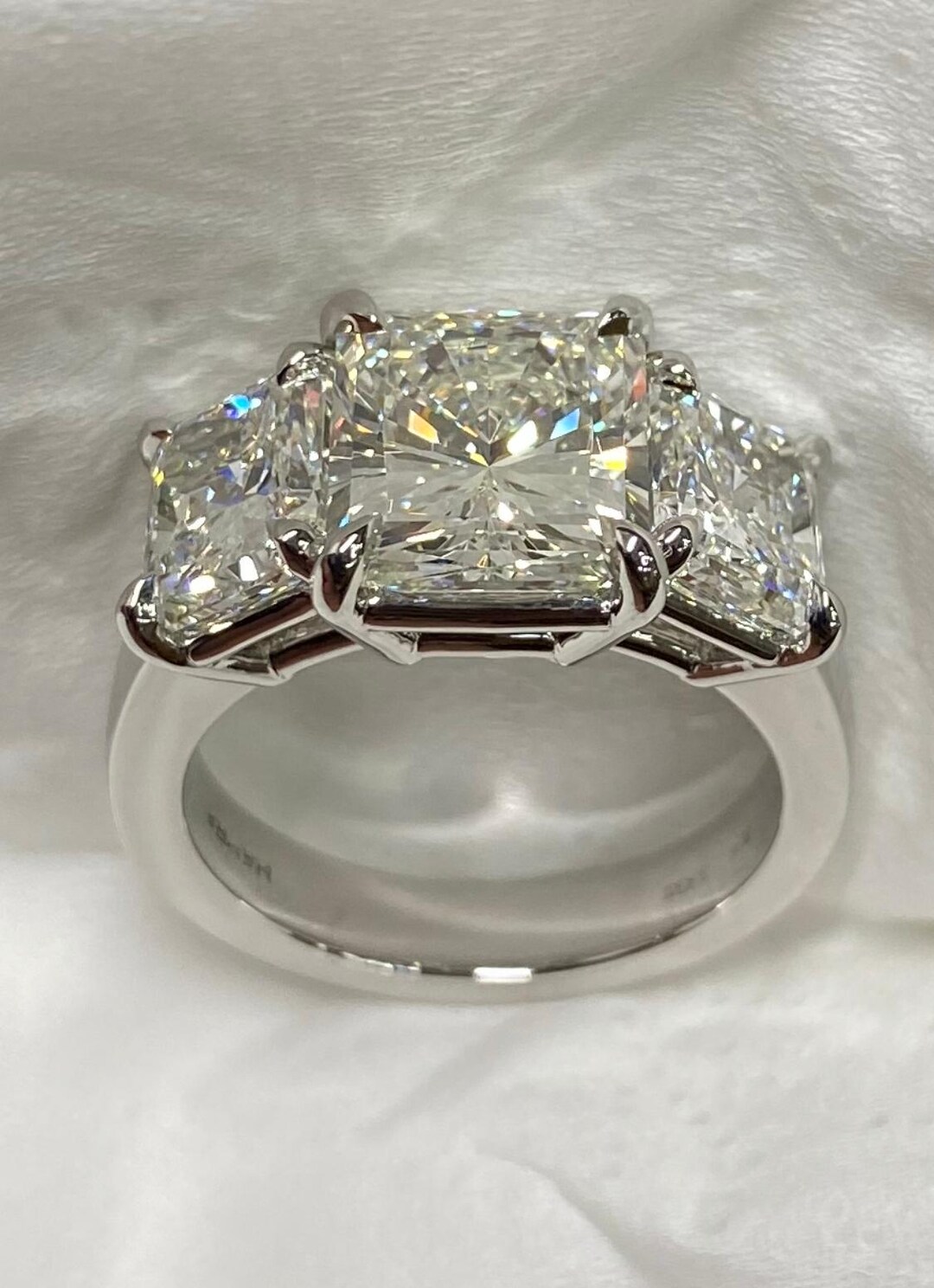 3.00 Carat Radiant Cut Lab Diamond Three-stone Ring, 14k Gold or ...