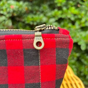 Buffalo Plaid Zipper Pouch, Handmade Cotton and Canvas Bag With Metal ...