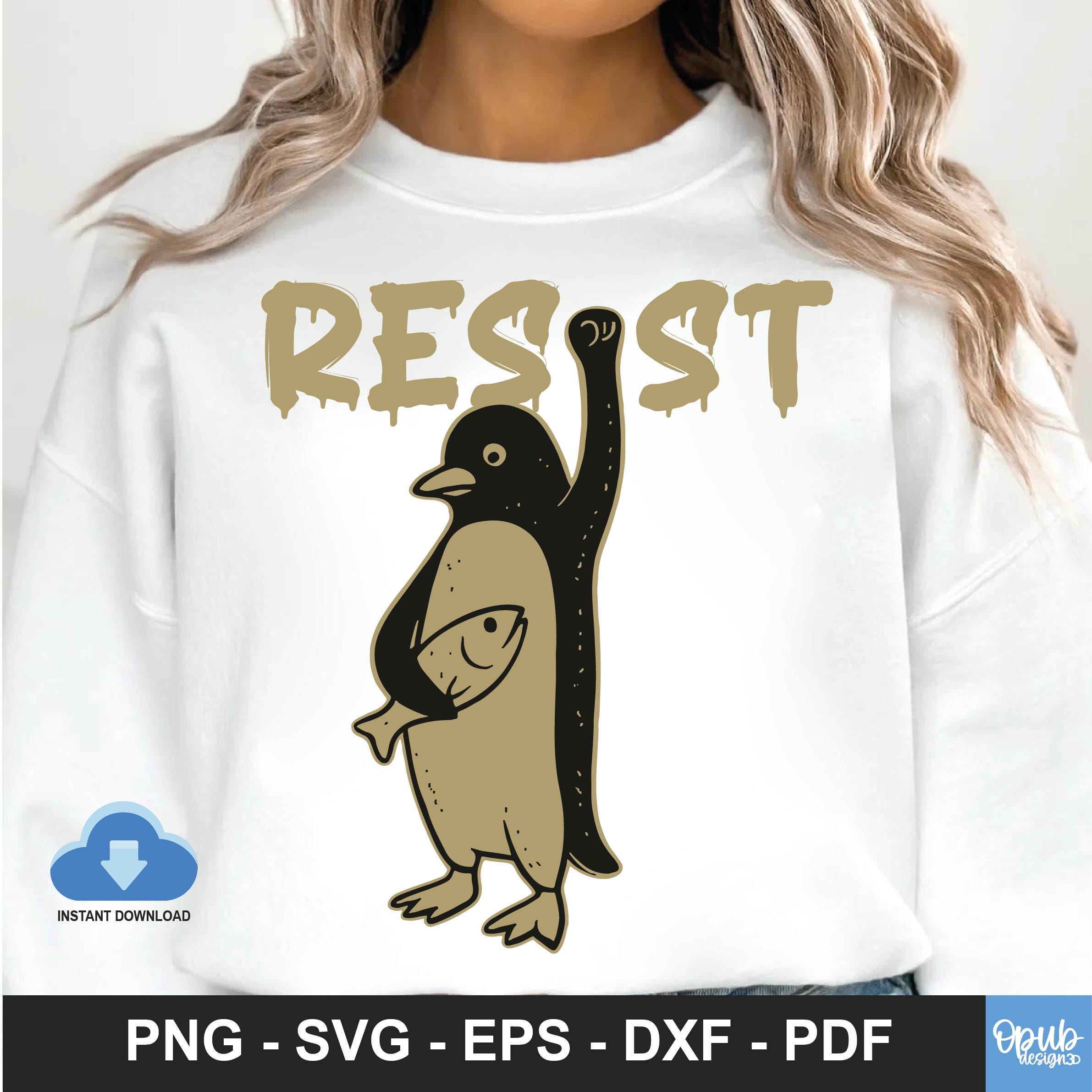 Protest Penguin PNG SVG, Resist Penguin Activism Clipart, Retro Penguin ...