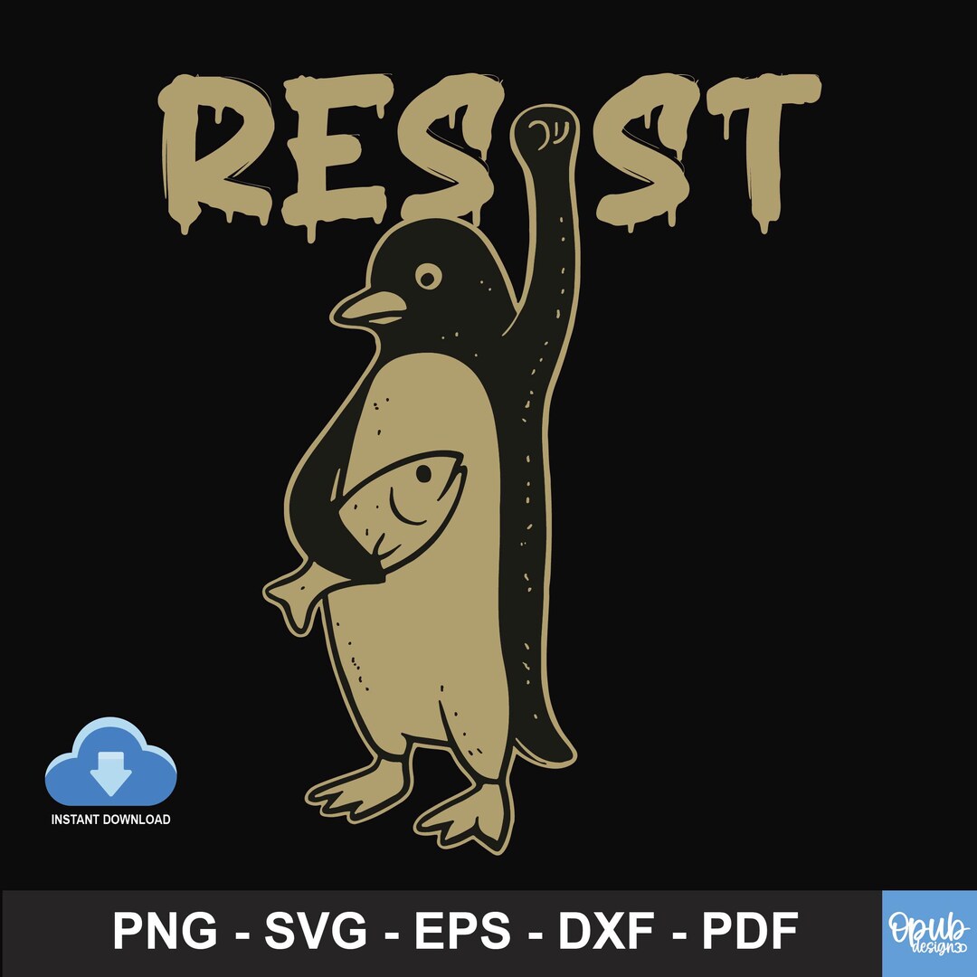 Protest Penguin PNG SVG, Resist Penguin Activism Clipart, Retro Penguin ...