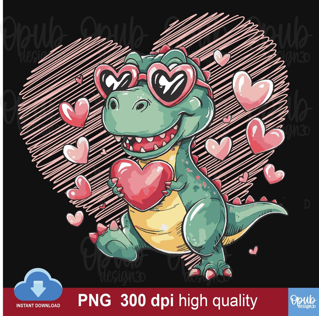 Valentine's Day T-rex Png, Dino Love Png, T-rex Valentine Png ...
