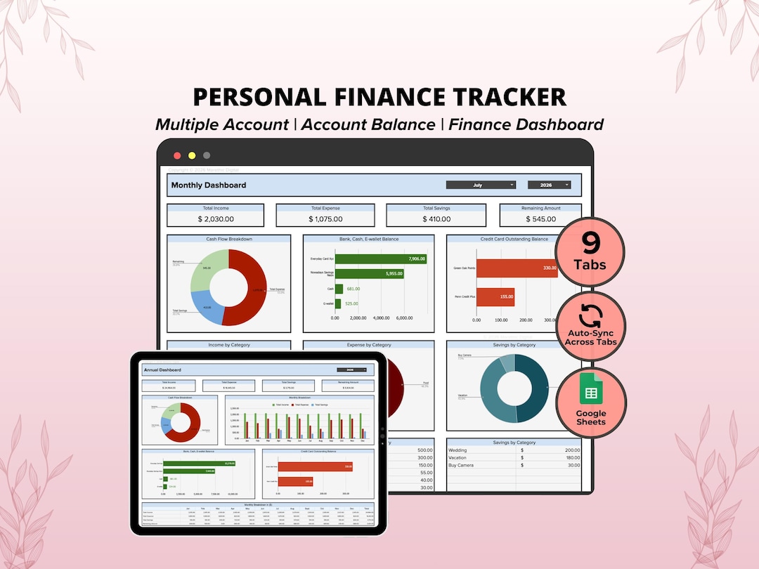Personal Finance Tracker, Bank Account Tracker, Account Balance ...