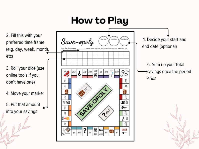 Saveopoly Savings Challenge, Printable Savings Game, Money Tracker ...