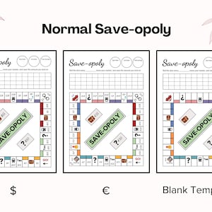 Saveopoly Savings Challenge, Printable Savings Game, Money Tracker ...