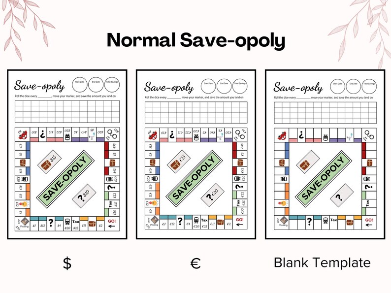 Saveopoly Savings Challenge, Printable Savings Game, Money Tracker ...