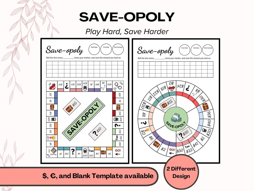 Saveopoly Savings Challenge, Printable Savings Game, Money Tracker ...