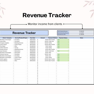 Client Tracker Spreadsheet Small Business Template, Customer Database ...