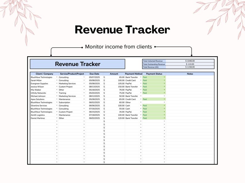 Client Tracker Spreadsheet Small Business Template, Customer Database ...