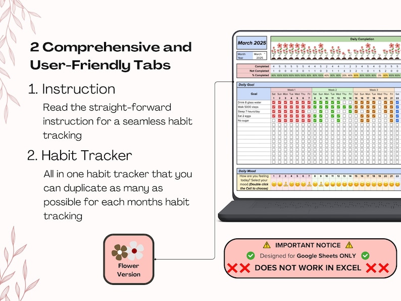 Habit Tracker Google Sheets, Daily Habit Planner, Monthly Goal Planner ...