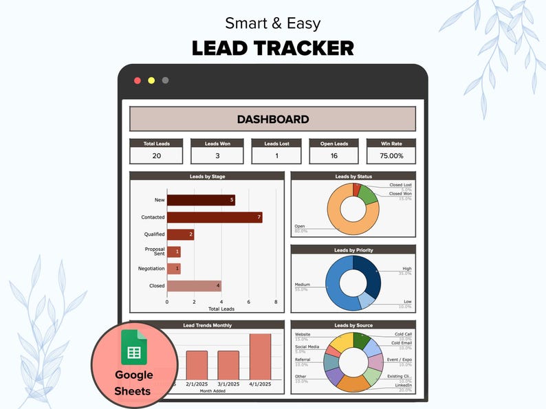 Lead Tracker Google Sheets Template, Lead Database and Management, Lead ...