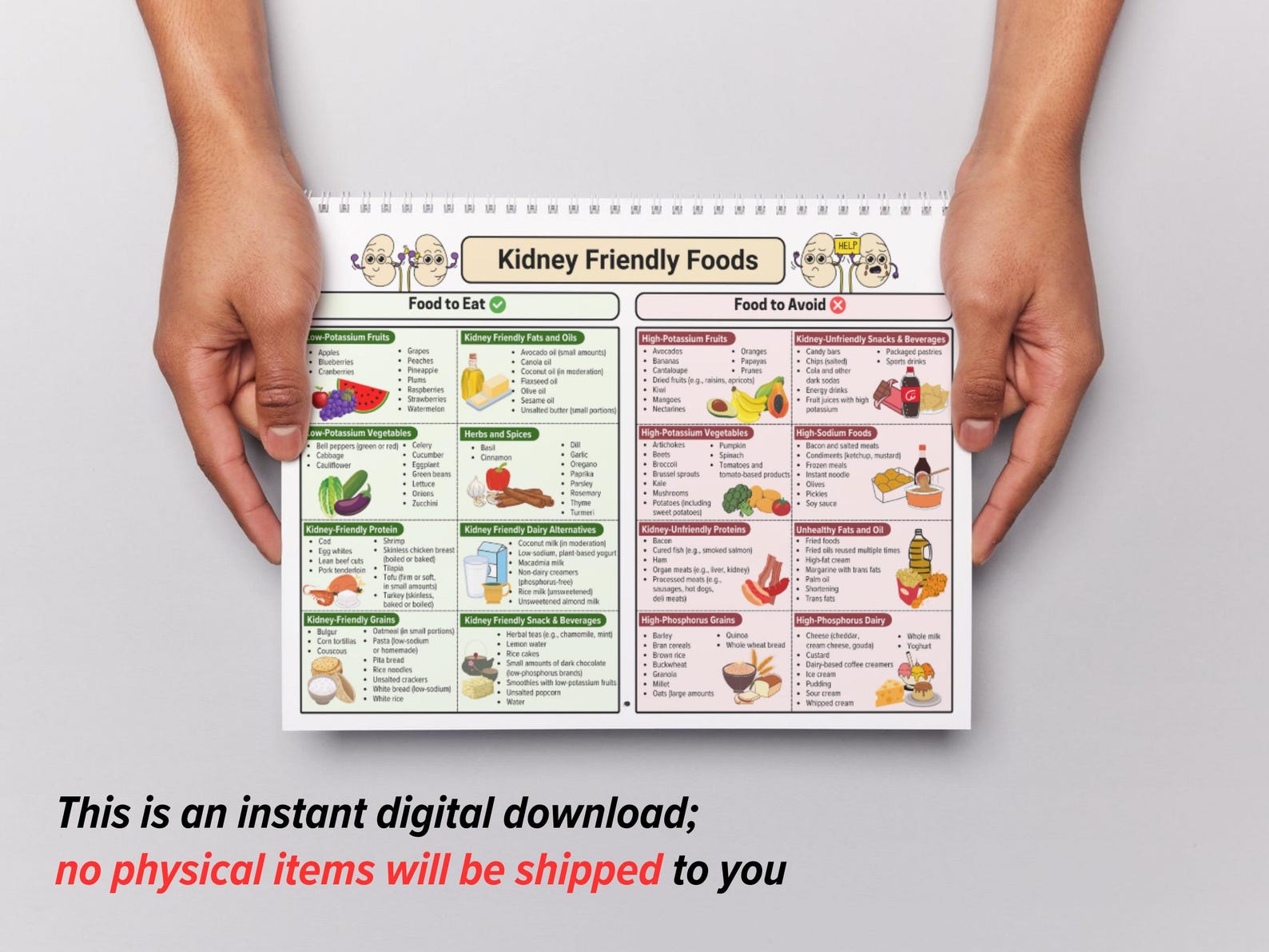 Kidney Friendly Food List Printable, Kidney Diet Chart, Low Potassium ...