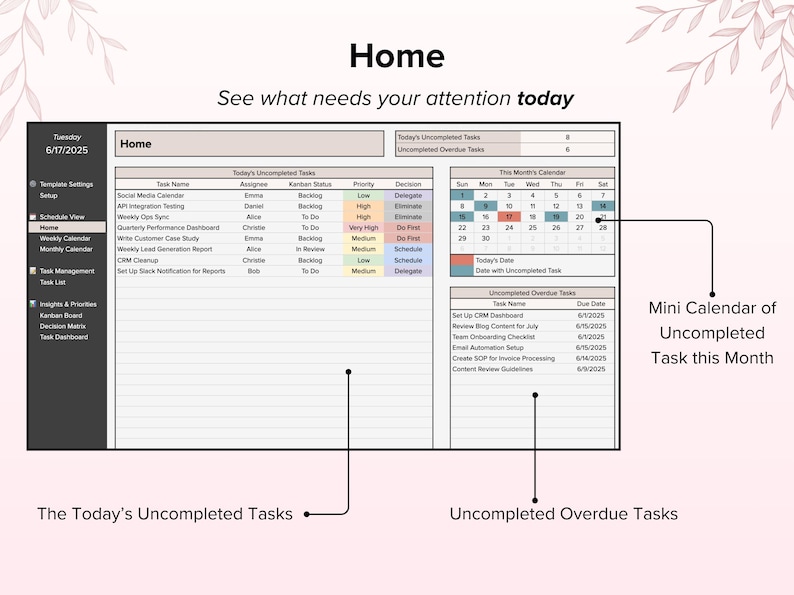 Task Tracker Google Sheets, Task Calendar, Kanban Board, Eisenhower ...