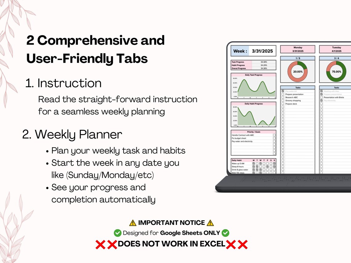 Weekly Planner, Weekly Schedule, Task Planner, Daily to Do List Google ...