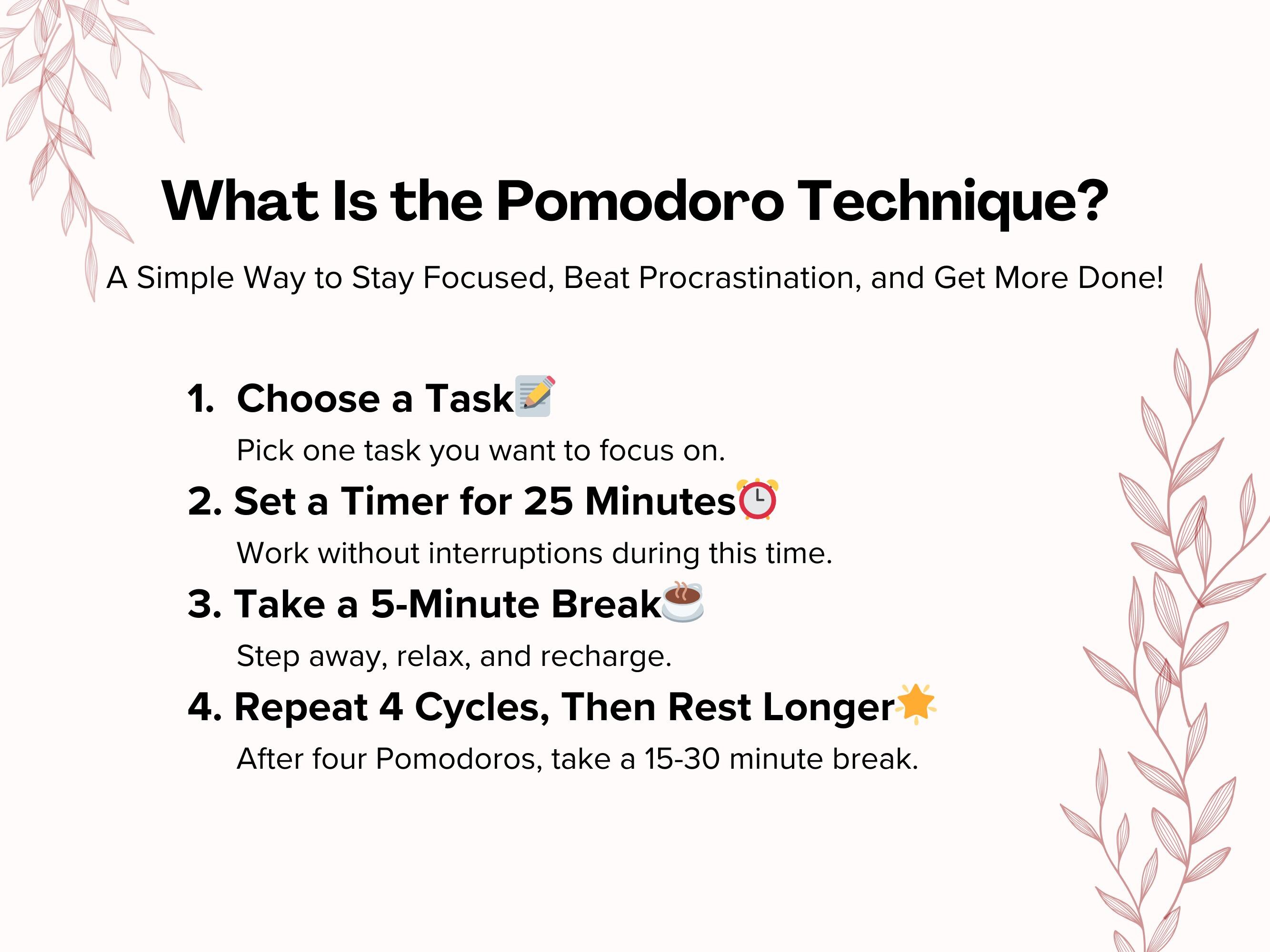 Pomodoro Planner Tools, Printable Productivity Planner, Work Day ...