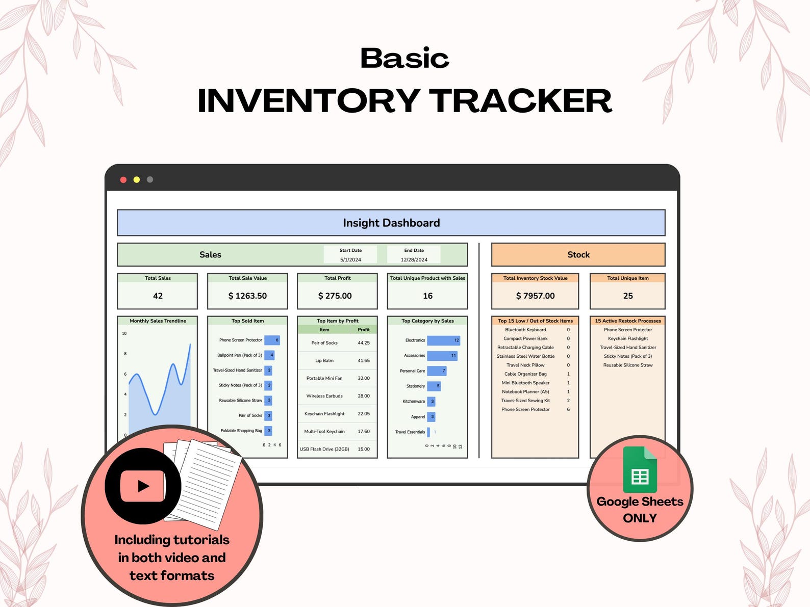 Inventory Tracker Google Sheets, Small Business Inventory Management ...
