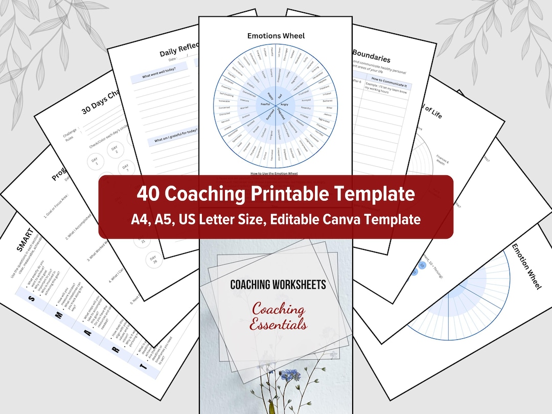 Coaching Session Template Printable Worksheet Bundle Life Coach ...
