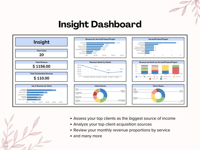 Client Tracker Spreadsheet Small Business Template, Customer Database ...