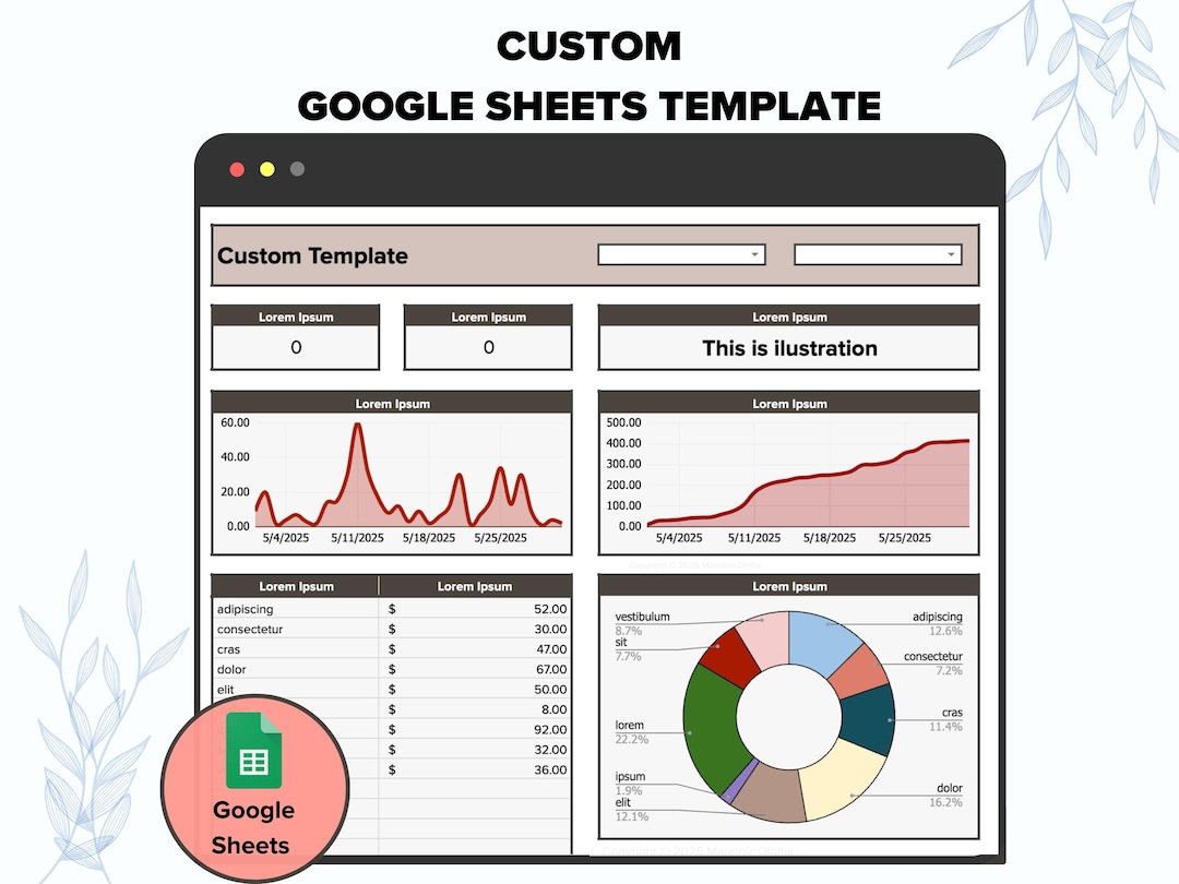 Custom Google Sheets Template, Personalized Business and Personal ...