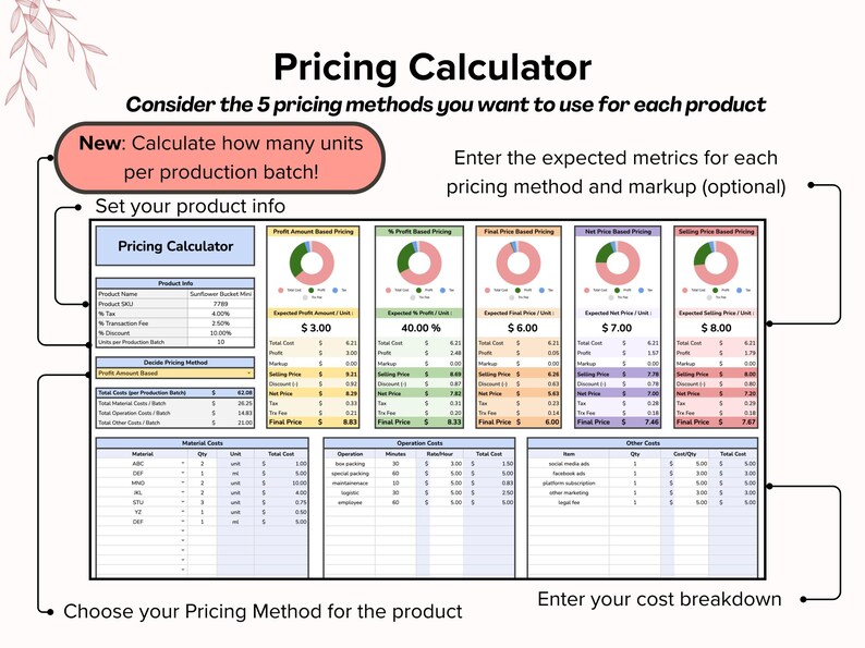 Pricing Calculator Small Business Google Sheets 5 Pricing Method ...