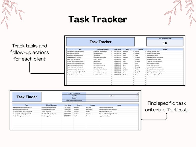 Client Tracker Spreadsheet Small Business Template, Customer Database ...