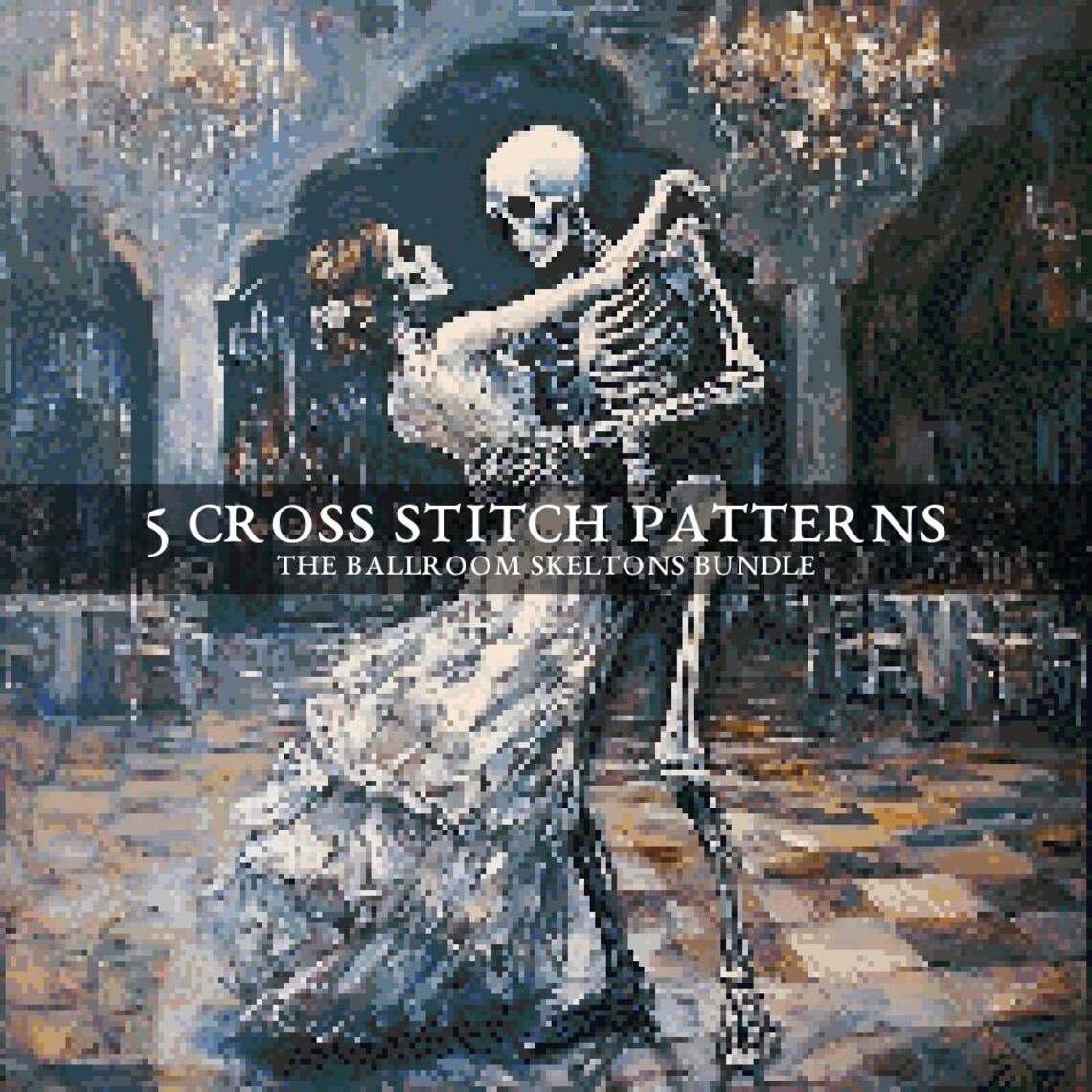 5 Cross Stitching Patterns the Ballroom Skeletons Bundle - Etsy