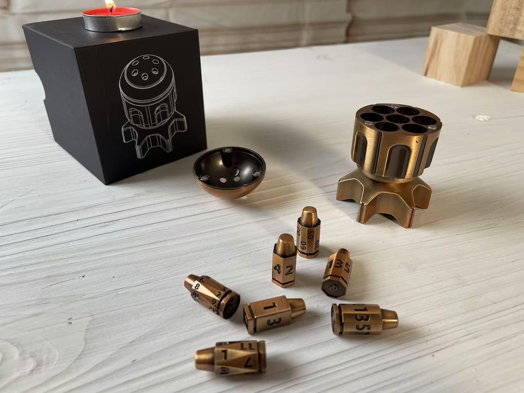 Revolver Dice Set, Blood Bullet Dice, Revolver Bullet Dice, Gunmetal ...