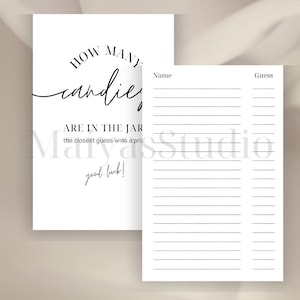 Candy Guessing Game Printable, Baby Shower or Event (editable Canva ...