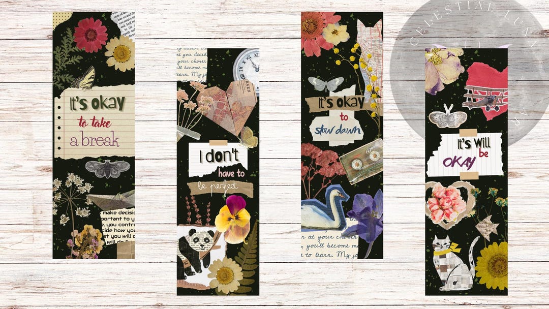 Vintage Cut-out Collage Digital Printable Bookmarks Digital Bookmark ...