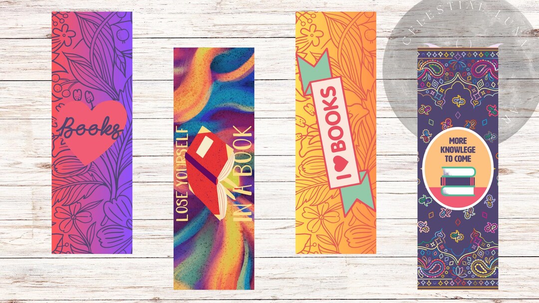 Vibrant Unique Digital Printable Bookmarks Colorful Digital Bookmark ...