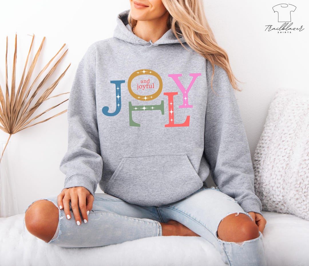Jolly and Joyful Christmas Hoodie, Holiday Cheer, Xmas Gift - Etsy