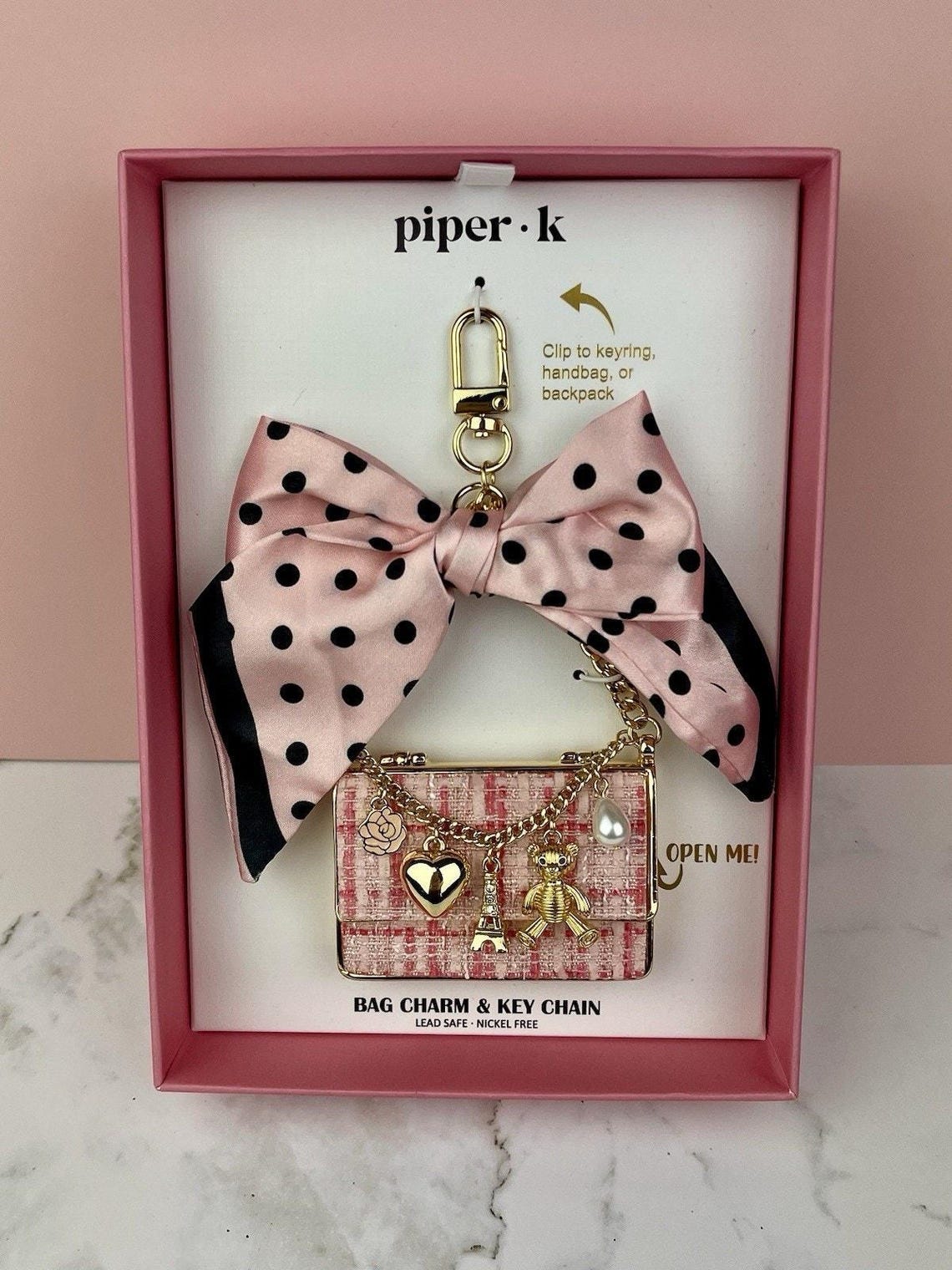 Piper K Parisian Pink Bow Mini Purse Keychain Handbag Charm - Etsy