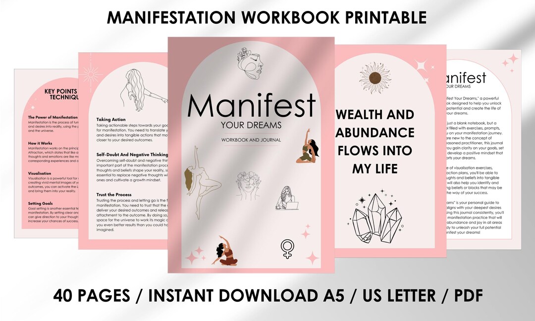 Manifestation Workbook, Printable PDF to Achieve Goals, Set Intentions ...