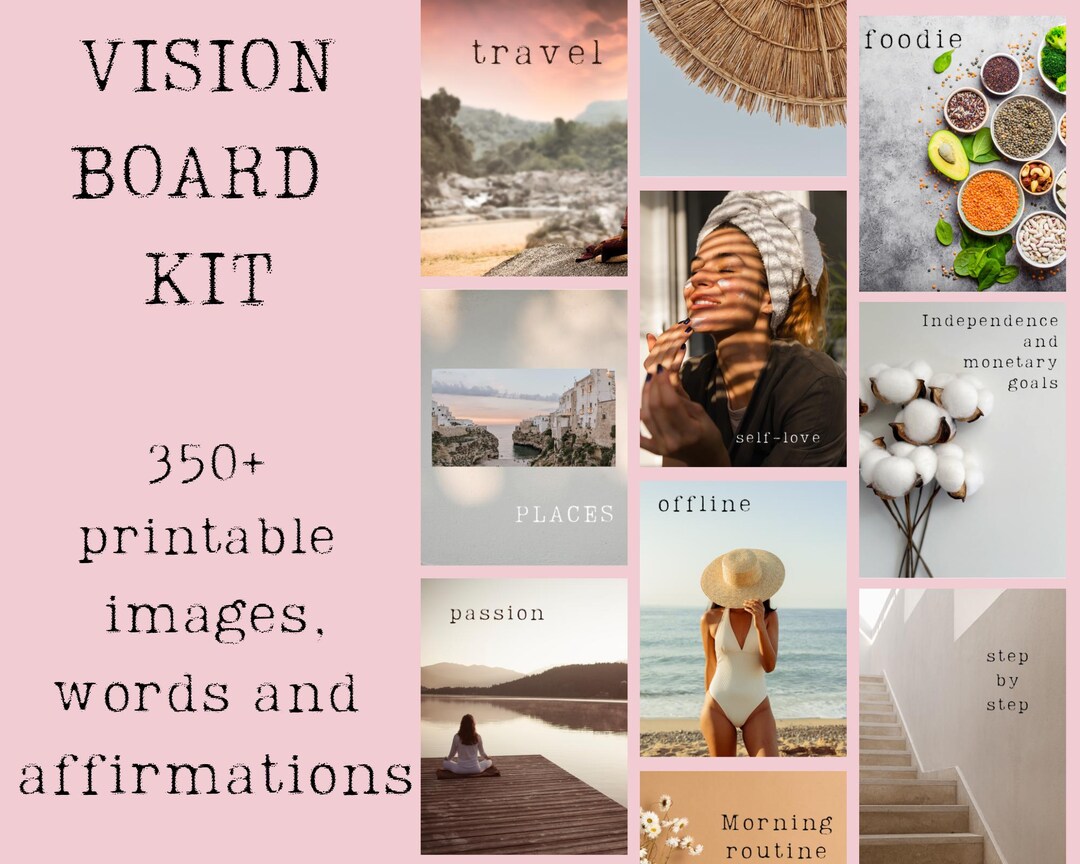 2025 Feminine Vision Board Printables, Mood Board, Motivational Collage ...