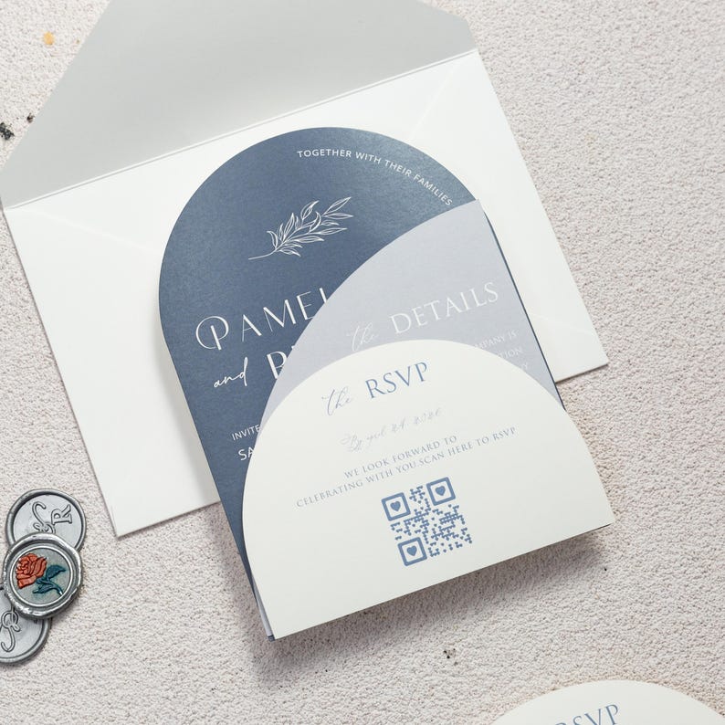 Custom Arched Shape Cut Invitation,elegant Wedding Invitation, Unique ...