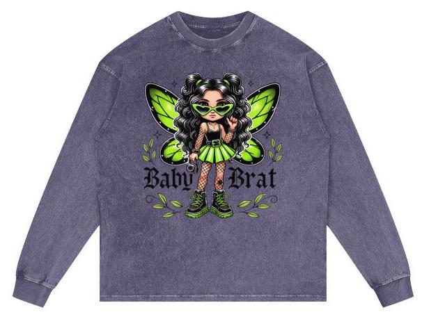 Oversized Baby Brat Longsleeve Shirt, Vintage Style Brat Shirt, Brat ...