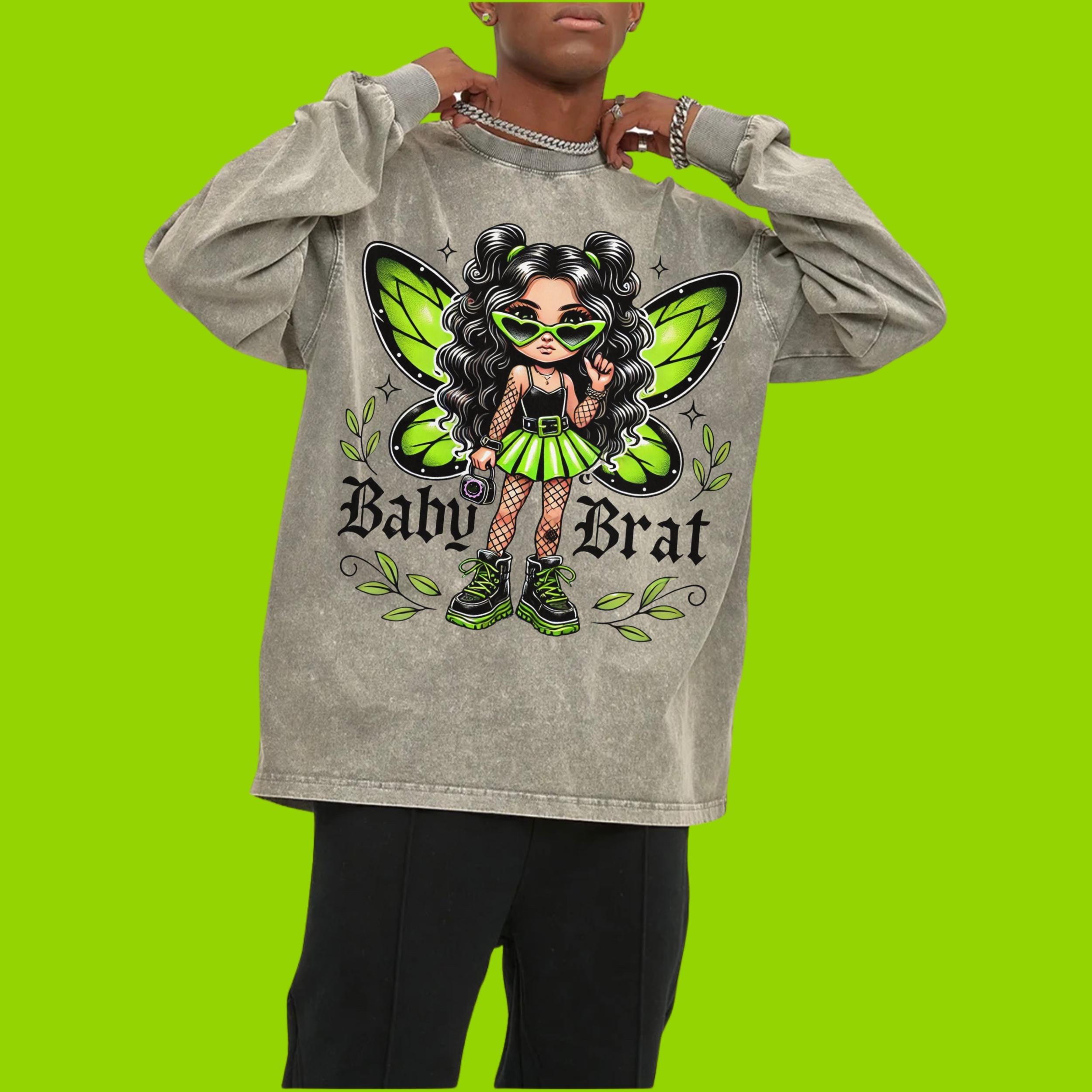 Oversized Baby Brat Longsleeve Shirt, Vintage Style Brat Shirt, Brat ...