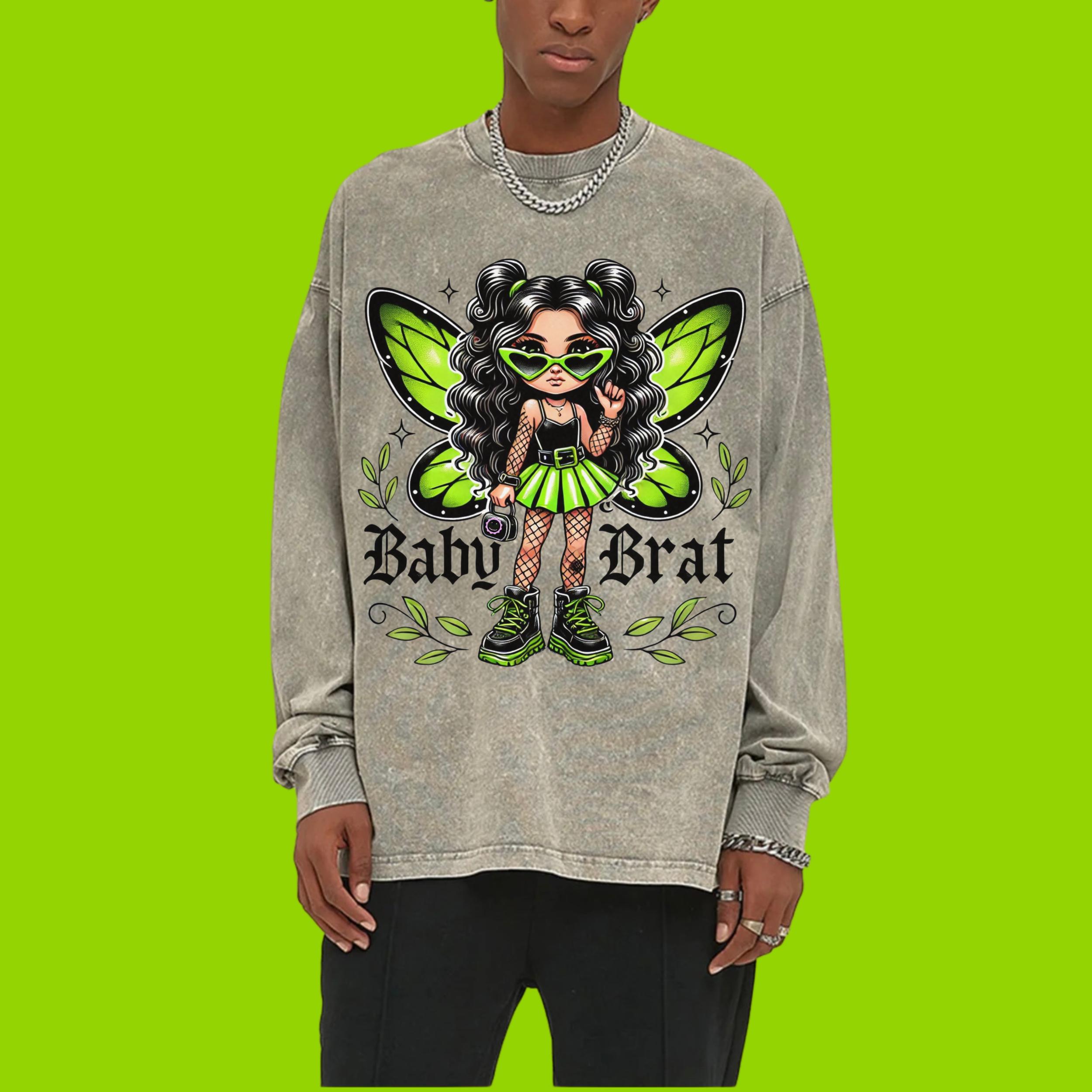 Oversized Baby Brat Longsleeve Shirt, Vintage Style Brat Shirt, Brat ...