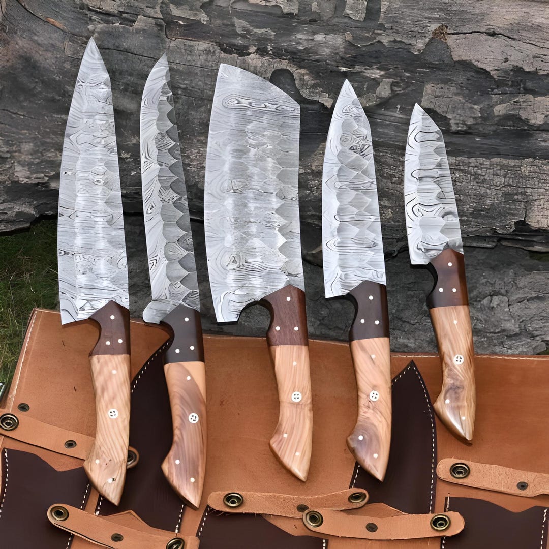 Custom Made Chef Knife Set Hand Forged Damascus Steel Kitchen Knives ...