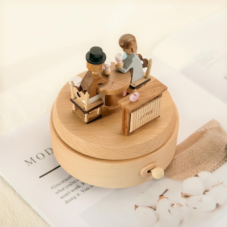 Birthday Gift Custom Couple Music Box Engraving Personalized Wooden ...