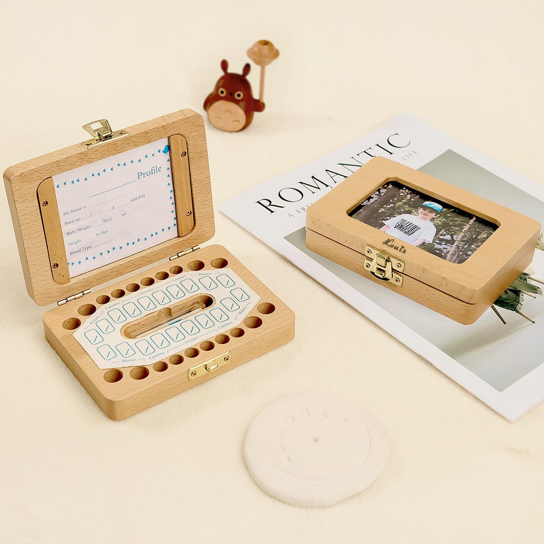 Birthday Custom Engraved Name Box for Teeth - Personalized Wooden Tooth ...