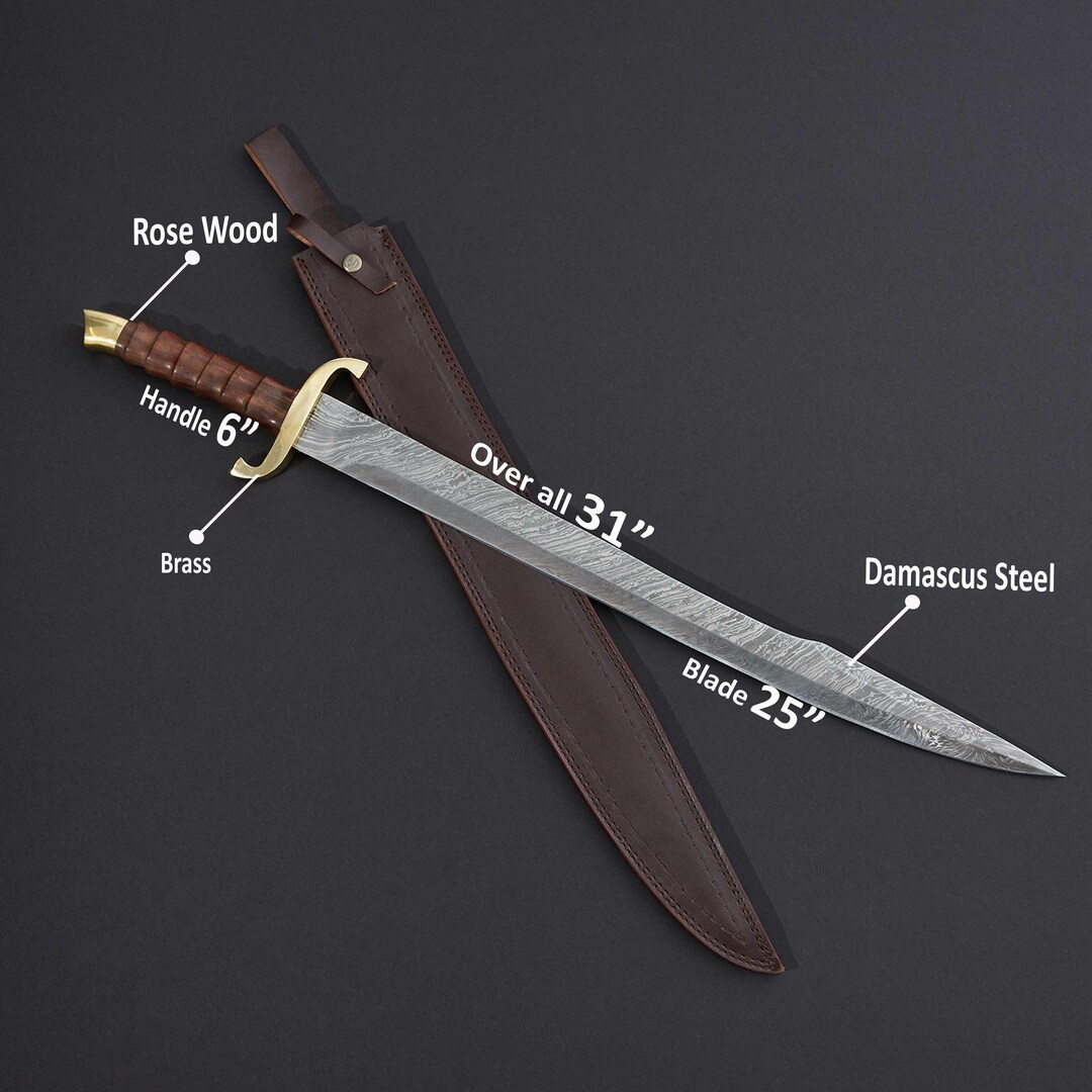 Handmade Damascus Steel Viking Sword/medieval Sword With Leather Sheath ...