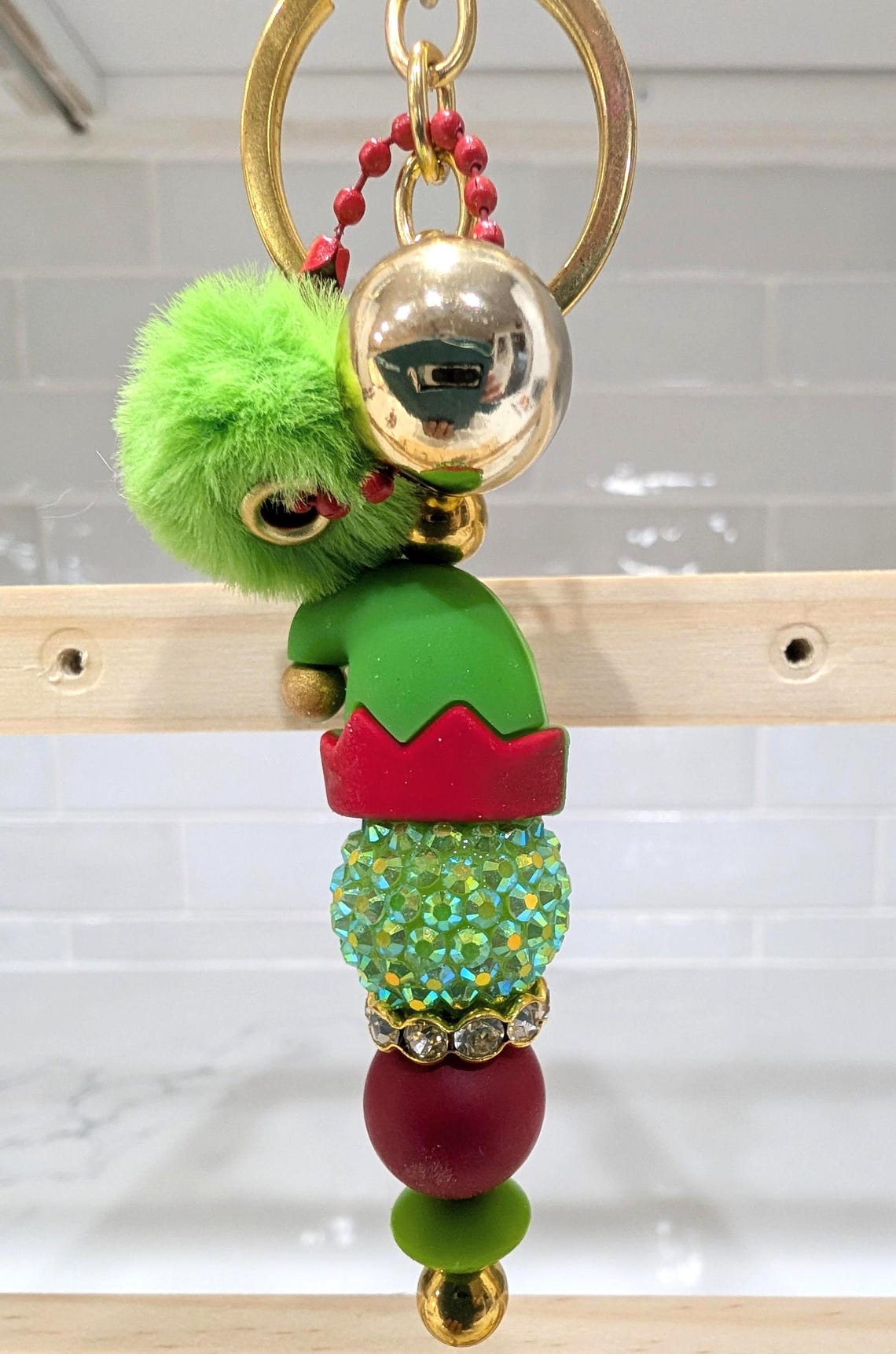 Christmas Beaded Keychain | Bag Charm: Red Truck, Package, Sparkly, Elf ...