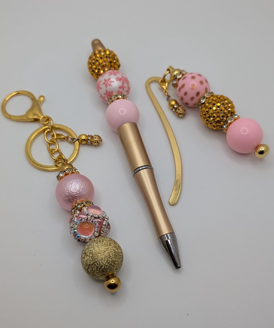 Pink Posh Beaded Bag Charms / Keychains, Book Marks, Pens - Etsy