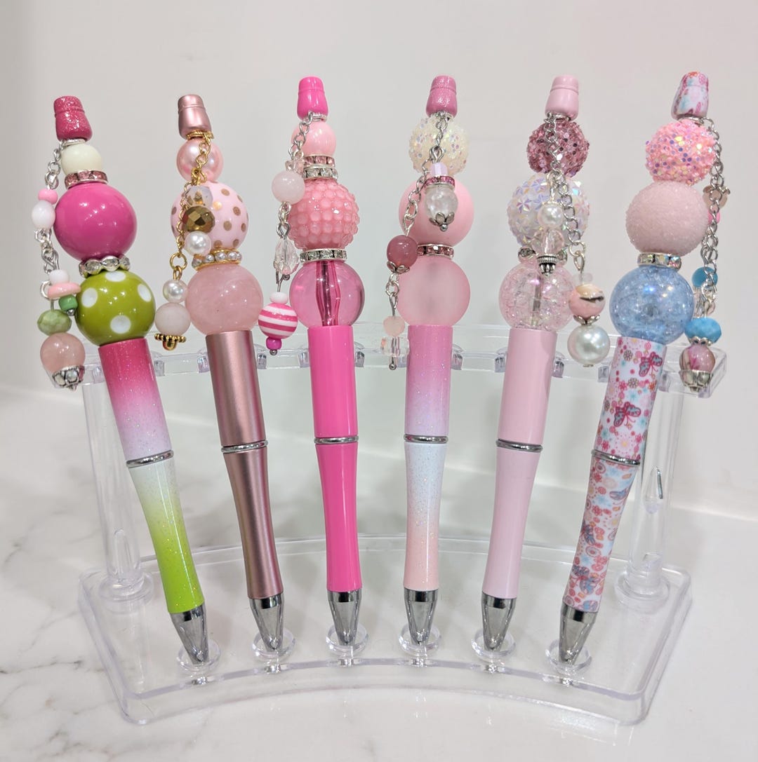 Assorted Pink Beaded Pens: Refillable Fun Writing Pens - Etsy