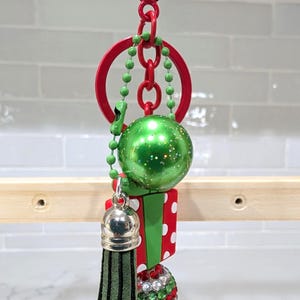 Christmas Beaded Keychain | Bag Charm: Red Truck, Package, Sparkly, Elf ...