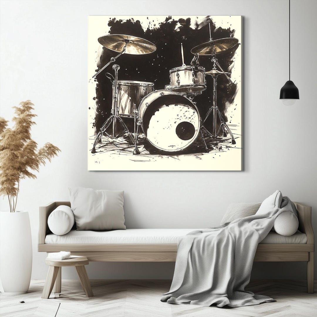 Drum Set Wall Art - Modern Drum Set Canvas Print, Modern Drum Set Wall Decor, Room Decor Drum ...
