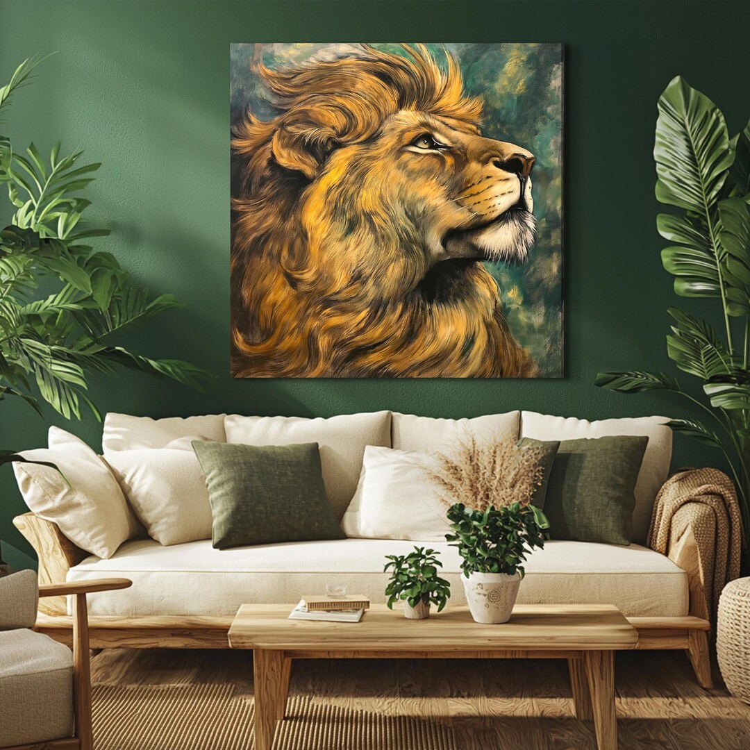 Lion Wall Art - Lion Wall Hanging in Natural Tones, Lion Wall Decor ...